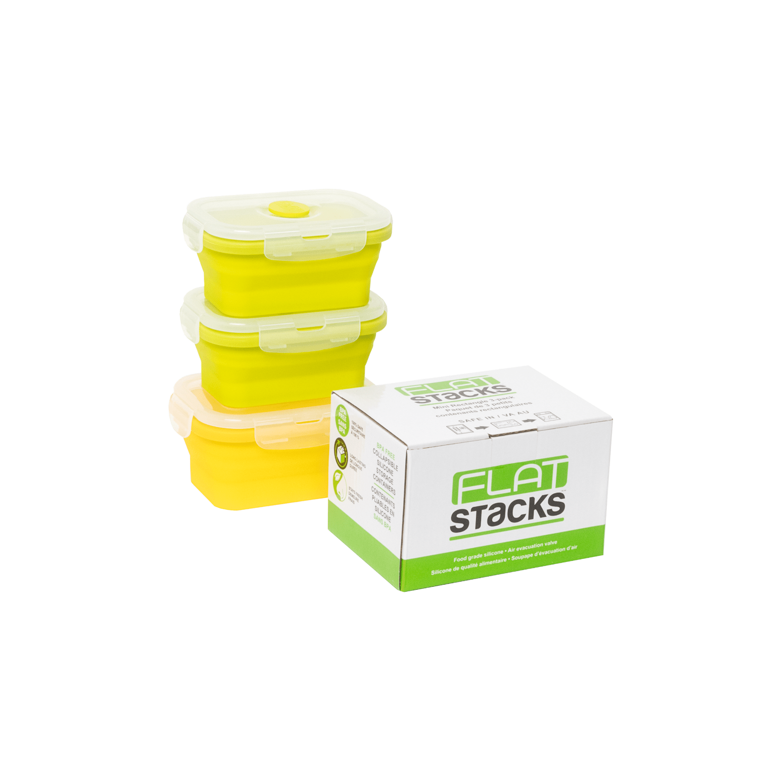 Flat Stacks Food Storage Container Set (3 Snack Size) – Ocean Canada